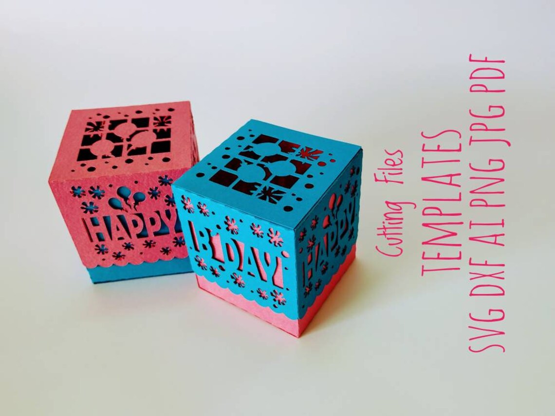 SVG Template Happy Birthday Favor Box Die Gift Boxes Cut - Etsy