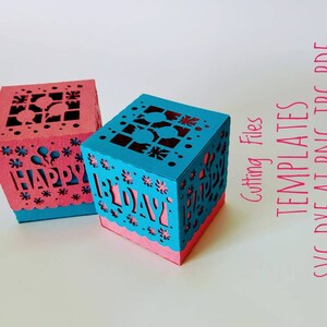 SVG Template Happy Birthday Favor Box Die Cut Gift Boxes Candy Cut ...