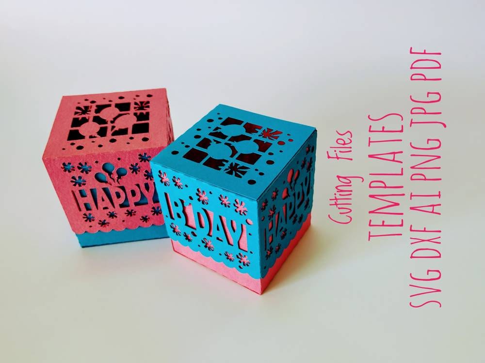 SVG Template Happy Birthday Favor Box Die Cut Gift Boxes Candy Cut ...