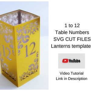 1 to 12 SVG Template Table Number Centerpiece Lanterns 3D Diecut Party ...