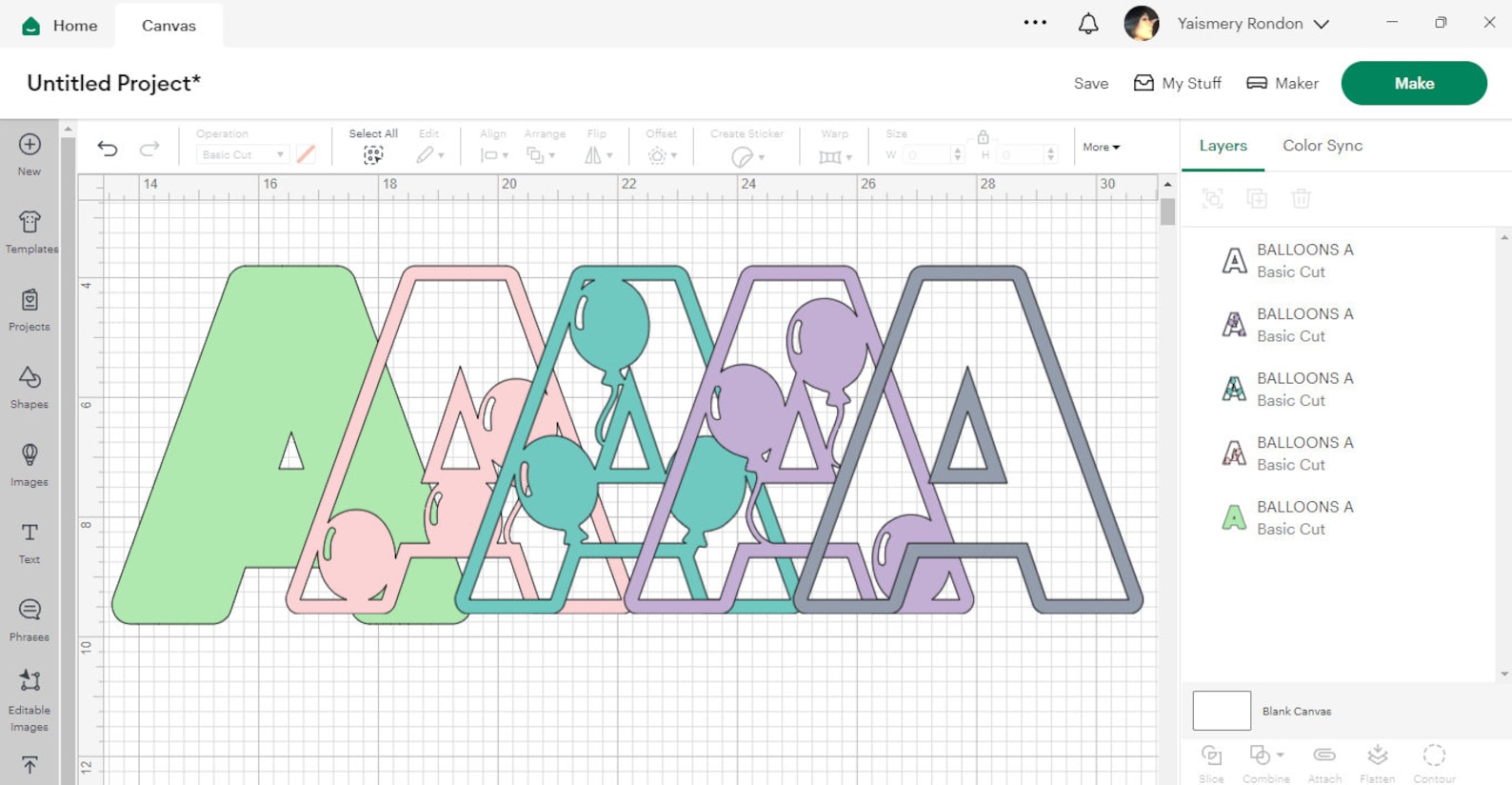 Alphabet A to Z Balloons Layered 3D SVG Cut File 5 Layers Templates ...