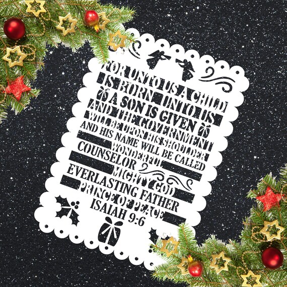 SVG Template Isaiah 9:6 PAPEL PICADO a Son is Given Bible | Etsy