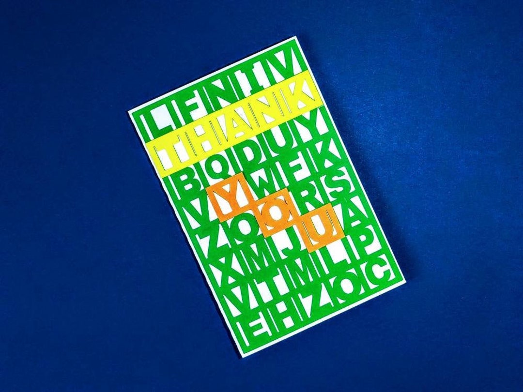 Word Search Card SVG Cut Files Cricut Maker Thank You Cards Laser Cut ...