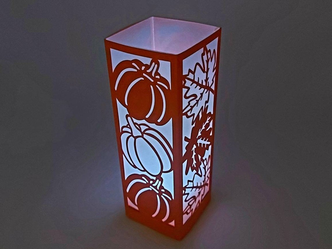 Fall SVG Lantern Template 3D Thanksgiving Dinner Decor Autumn Leaves ...