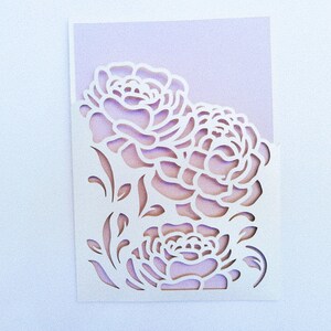 SVG Templates Peonies Pocket Card Insert Card Wedding Invitations ...