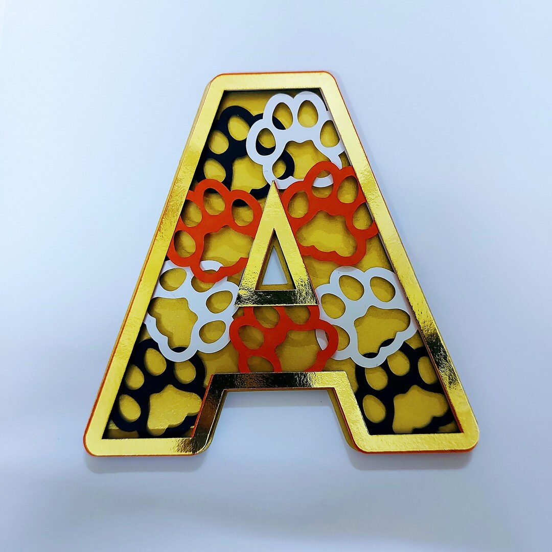 Alphabet A to Z Cat Paw Dog Paws SVG Layered 3D Cut File 5 Layers ...
