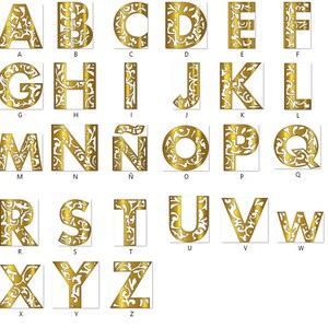 SVG Templates of ABC Letters With Damask Design for Printing or Cutting ...
