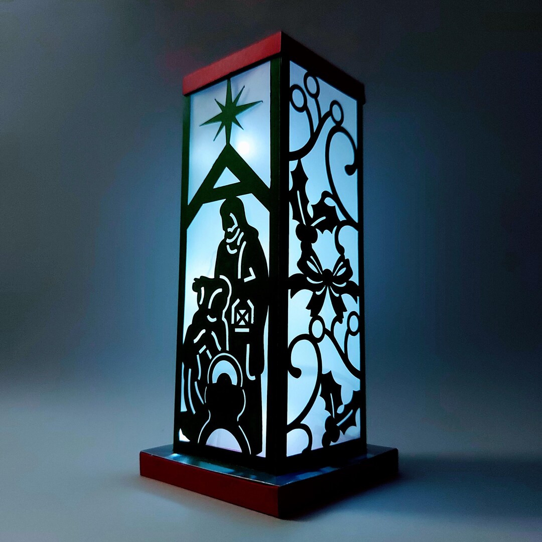 SVG Nativity Scene Paper Lantern Centerpiece 3D Cut File Template ...