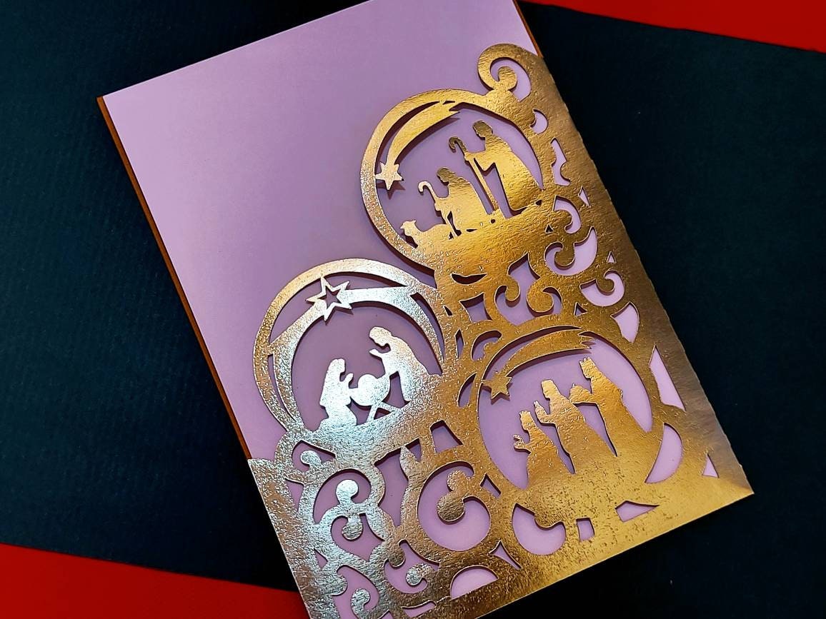 SVG Template Christmas Card Nativity Scene Envelope 5x7 In - Etsy