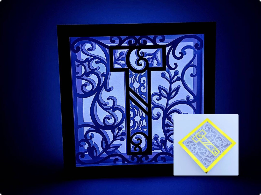 Letter T Shadow Box 3D Alphabet SVG Cut Files Cricut Letters Lightbox ...