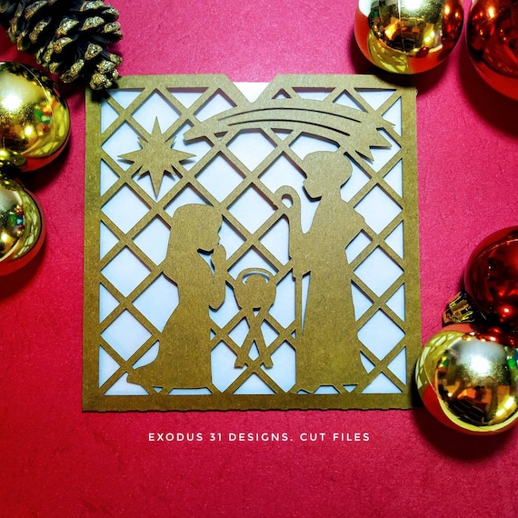 Christmas Nativity Scene Envelope SVG Template Cricut Cut | Etsy
