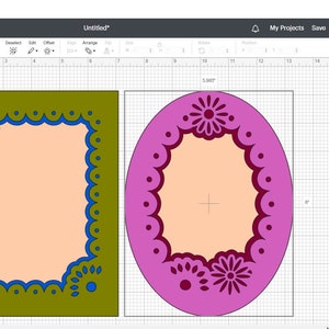 SVG CUT Files Templates Oval and Rectangular Photo Frame Mexican Design ...