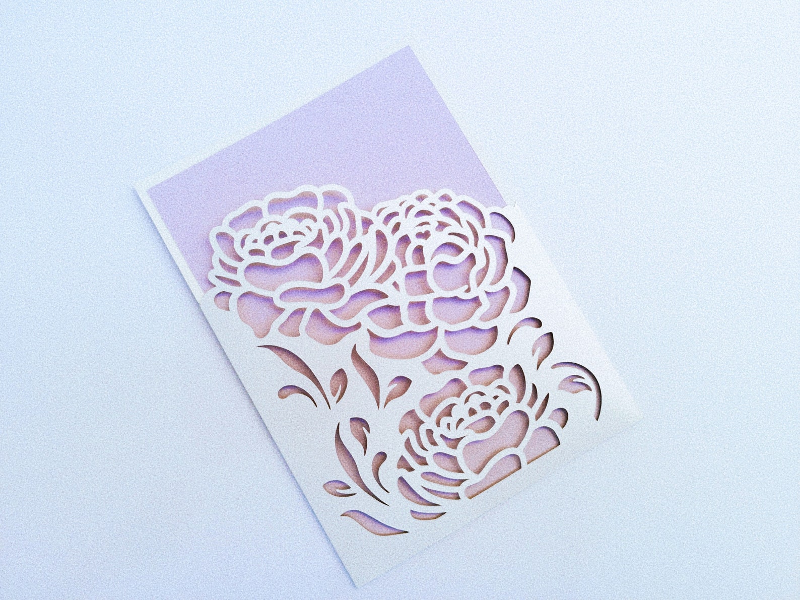 SVG Templates Peonies Pocket Card Insert Card Wedding Invitations ...