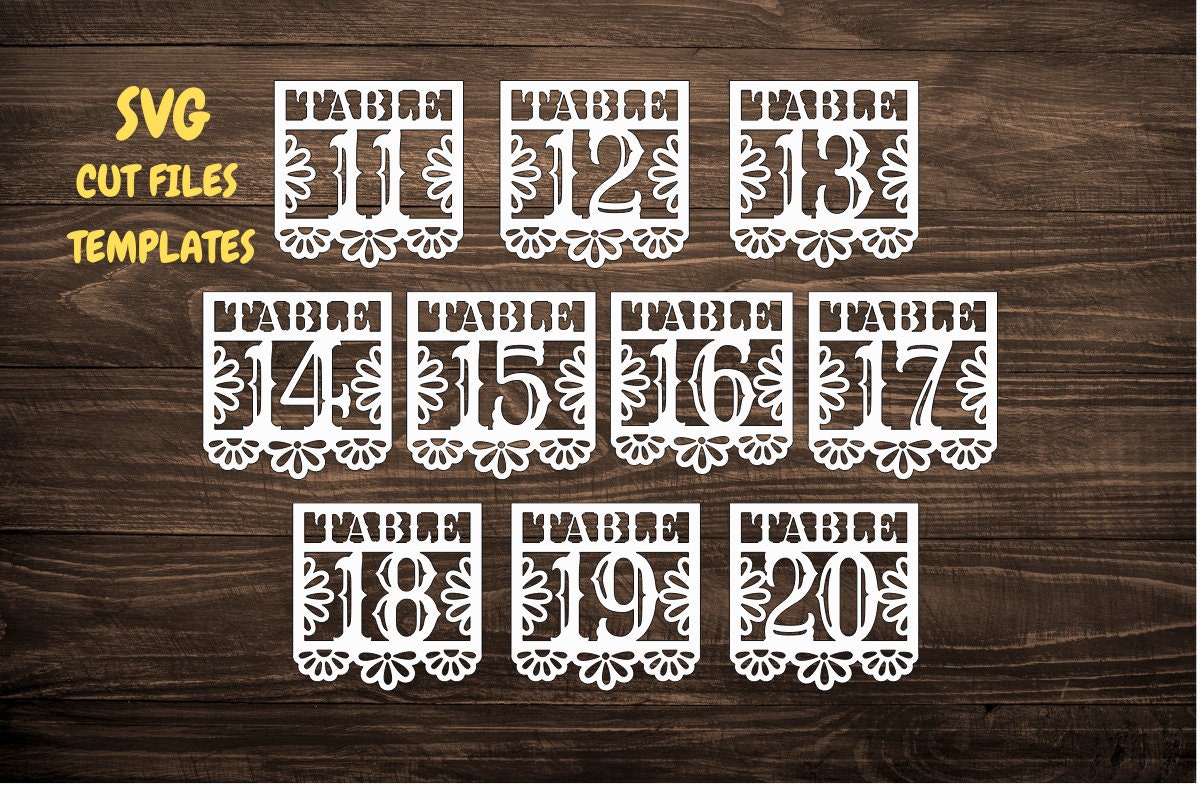 SVG Cut Files Papel Picado Table Numbers 1 to 20 Wedding Decor Cricut ...