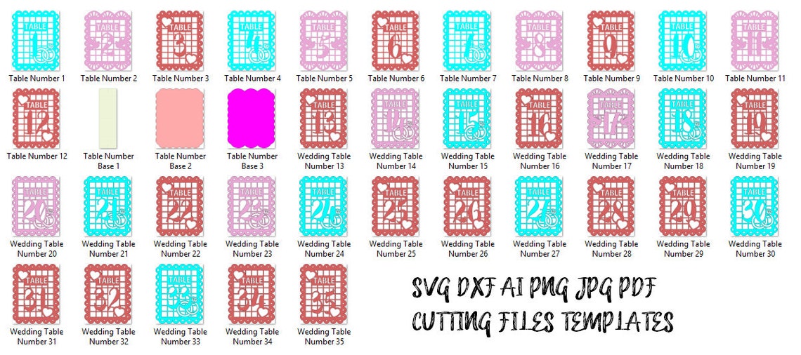 SVG Numbers From 1 to 35 Table Numbers Template Centerpieces Papel ...