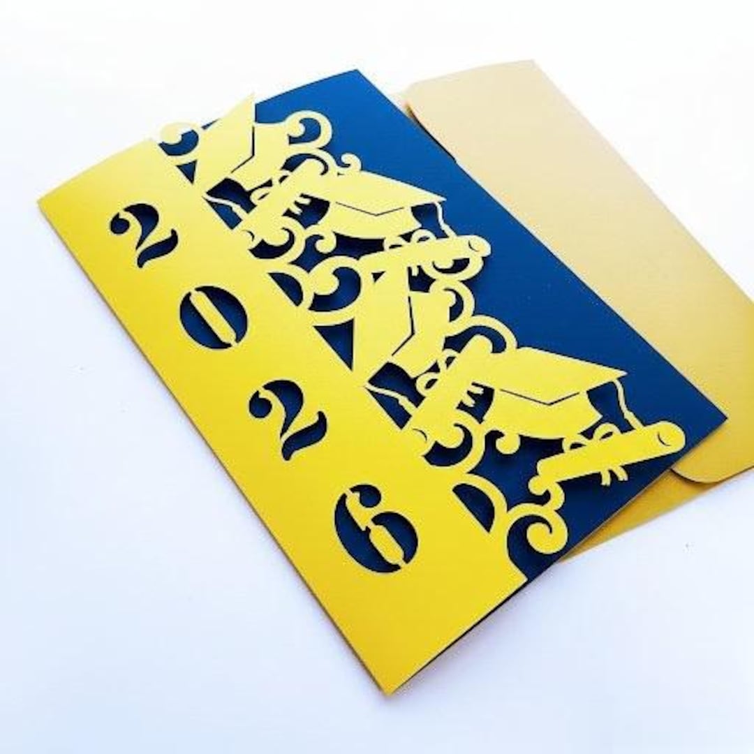 SVG Graduation Card Class of 2026 Announcement Invitationcricut Cut ...