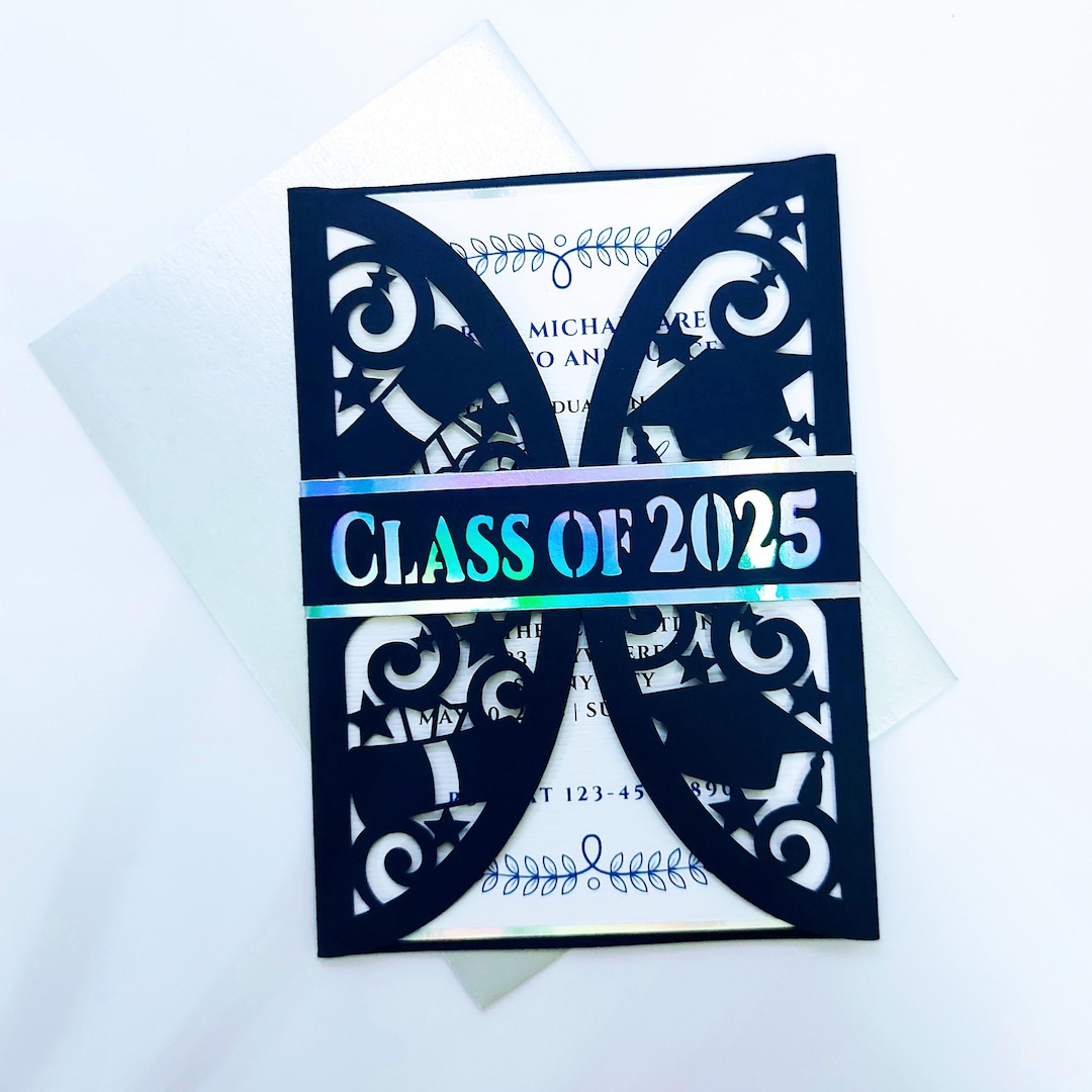 SVG Graduation Invitation Card Class of 2025 Cricut Cut File Gate Fold ...