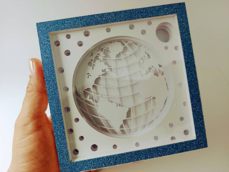 Earth Shadow Box Cricut SVG Cut Files 5x5 in Globe Planet Universe SVG ...