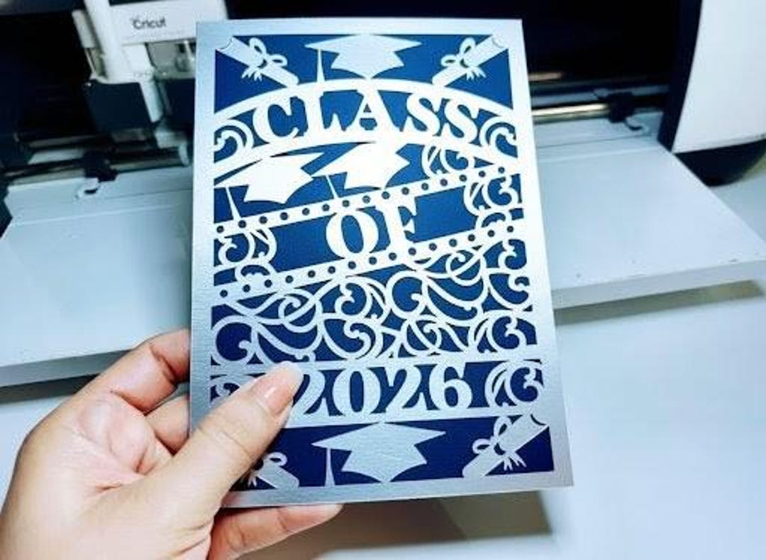 CLASS OF 2026 Card SVG Cricut Cut Files Folder Card Template Invitation ...