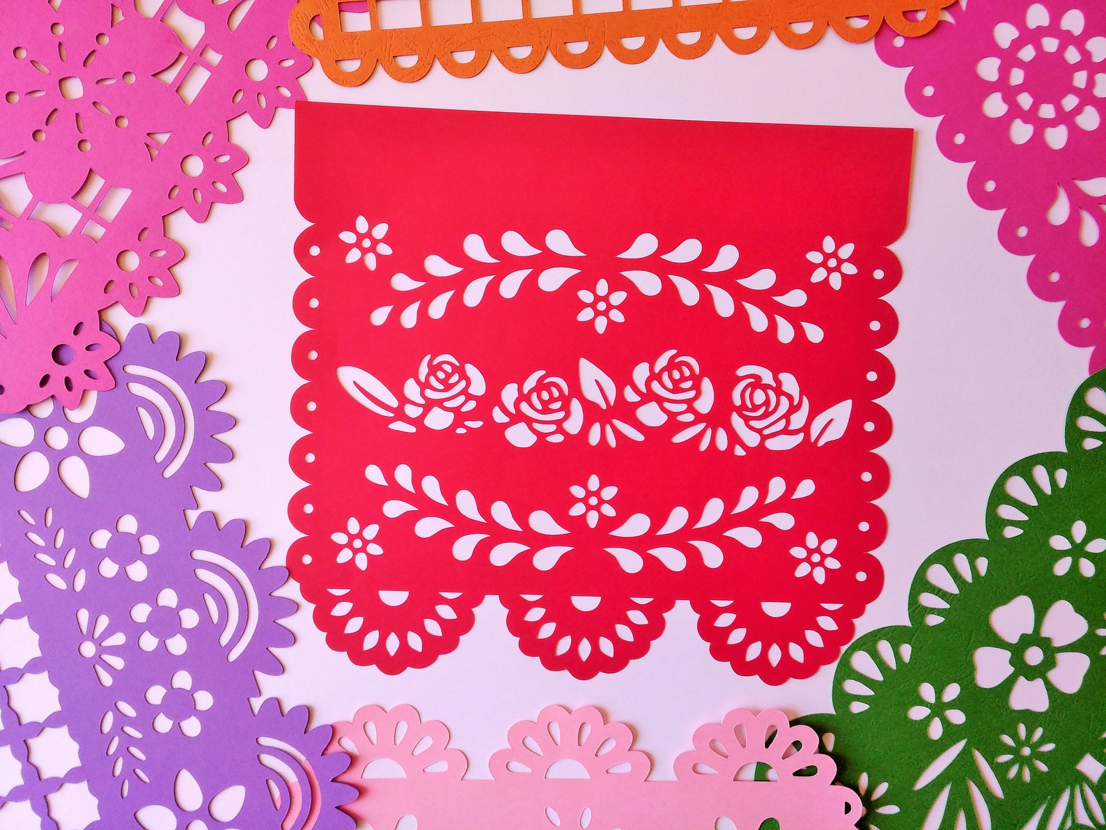 8 SVG Papel Picado Cricut Cut Files Templates BANNERS Flowers - Etsy