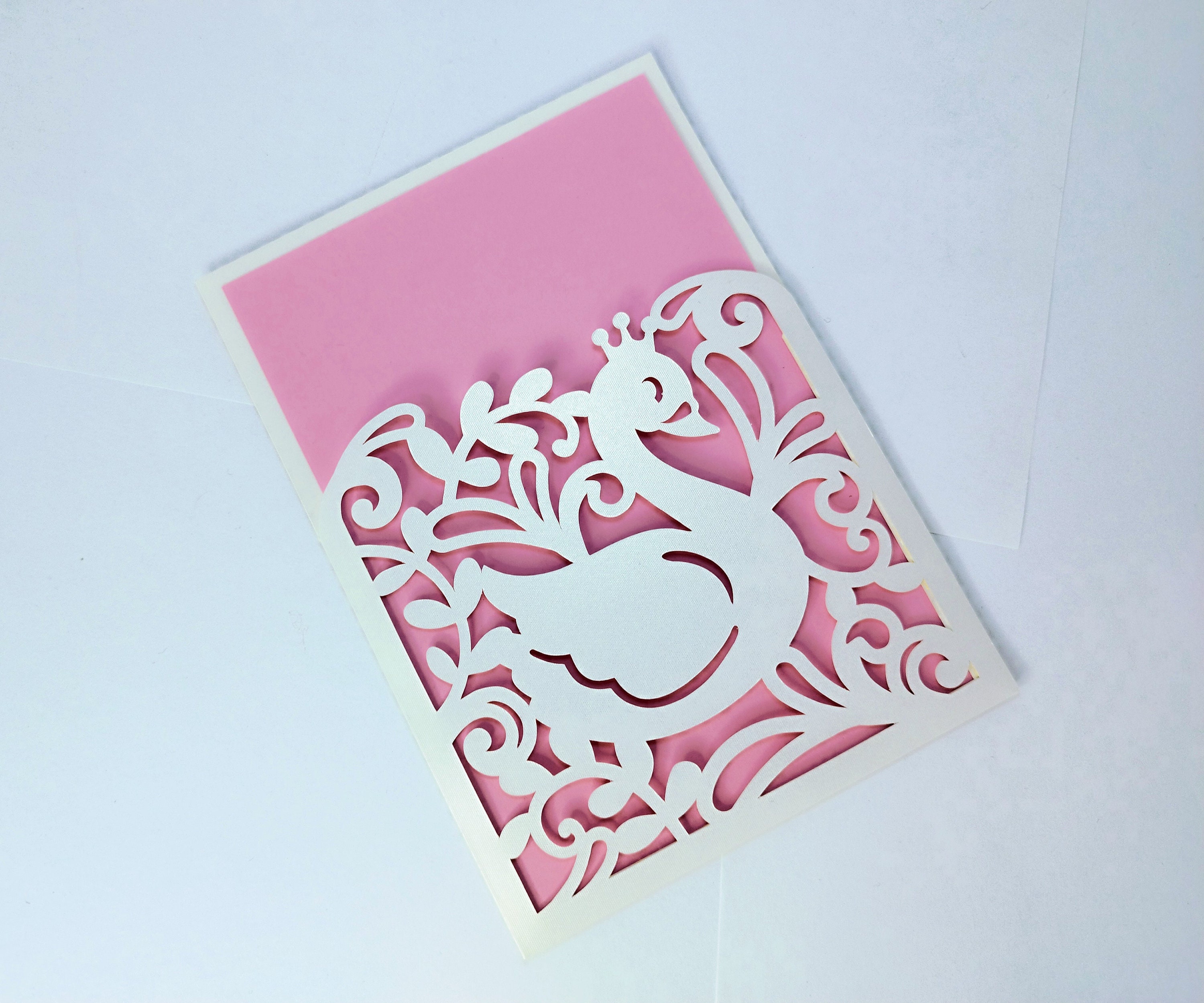 Swan Card SVG Invitation Baby Shower Baby Swan Baptism Card Template ...