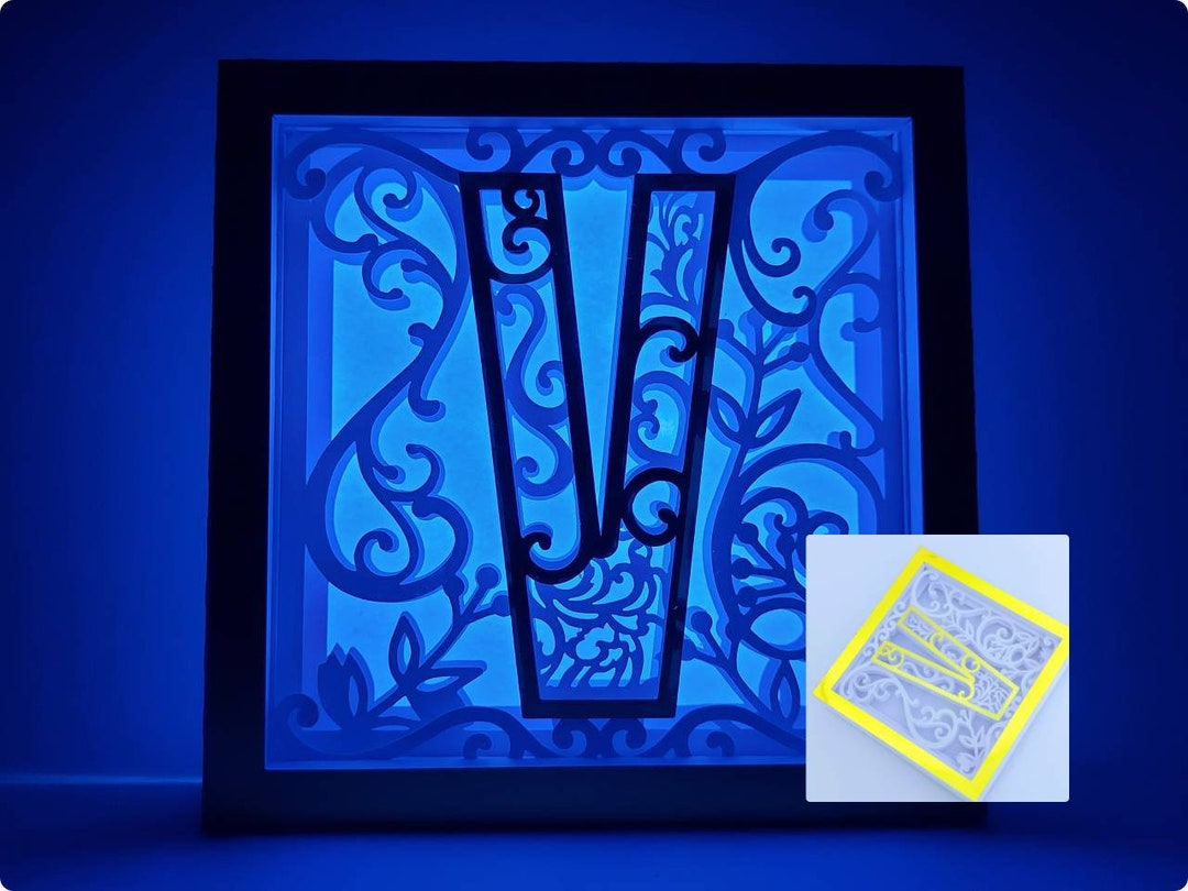 Letter V Shadow Box 3D Alphabet SVG Cut Files Cricut Letters Lightbox ...