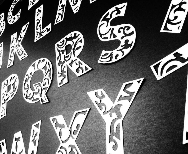 SVG Templates of ABC Letters With Damask Design for Printing or Cutting ...