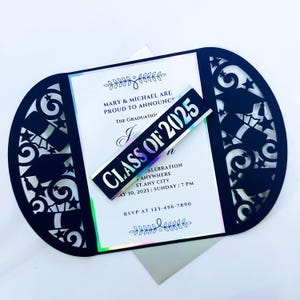 SVG Graduation Invitation Card Class of 2025 Cricut Cut File Gate Fold ...