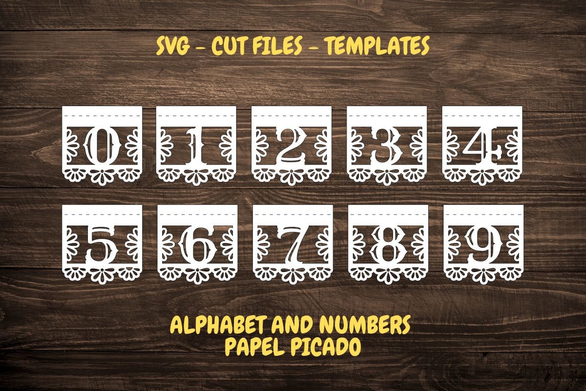 SVG Cut Files Papel Picado Banners Alphabet Numbers Mexican Wedding ...
