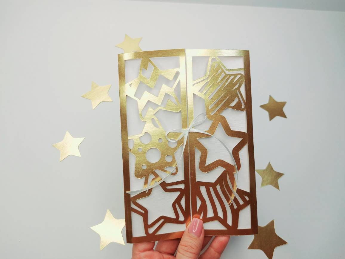 Stars Gate Fold Card SVG Invitations Templates Birthday Cut - Etsy Canada