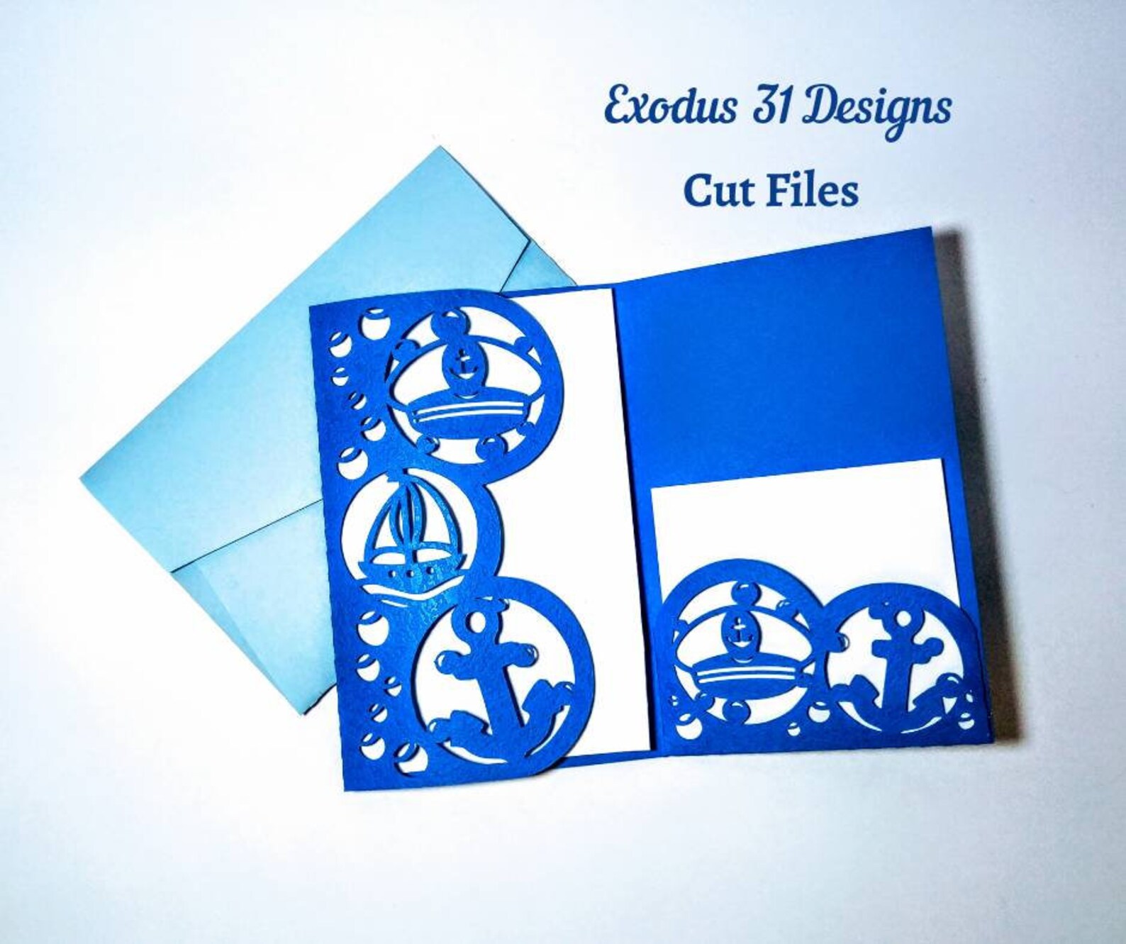 SVG Tri Fold Card Nautical Design Sea Themed Laser Cut - Etsy