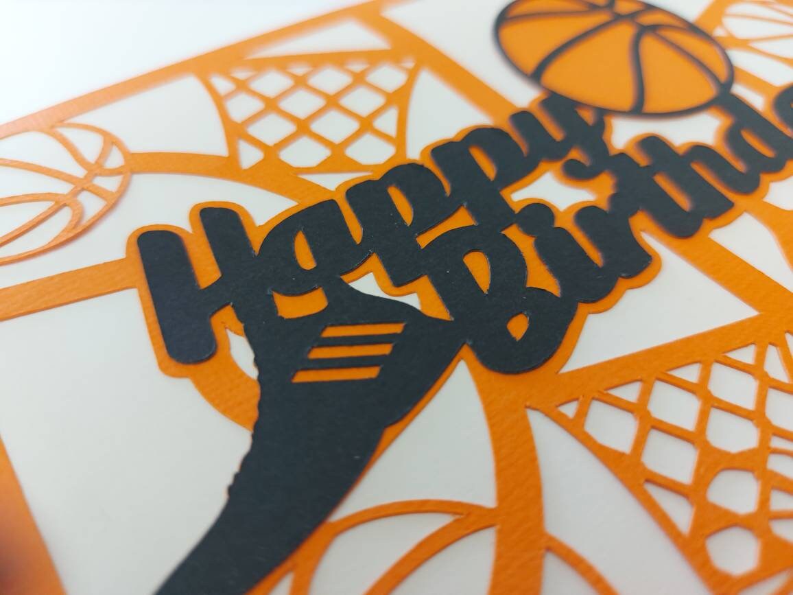 Basketball Happy Birthday Boy Card SVG Cricut Cut File Laser | Etsy
