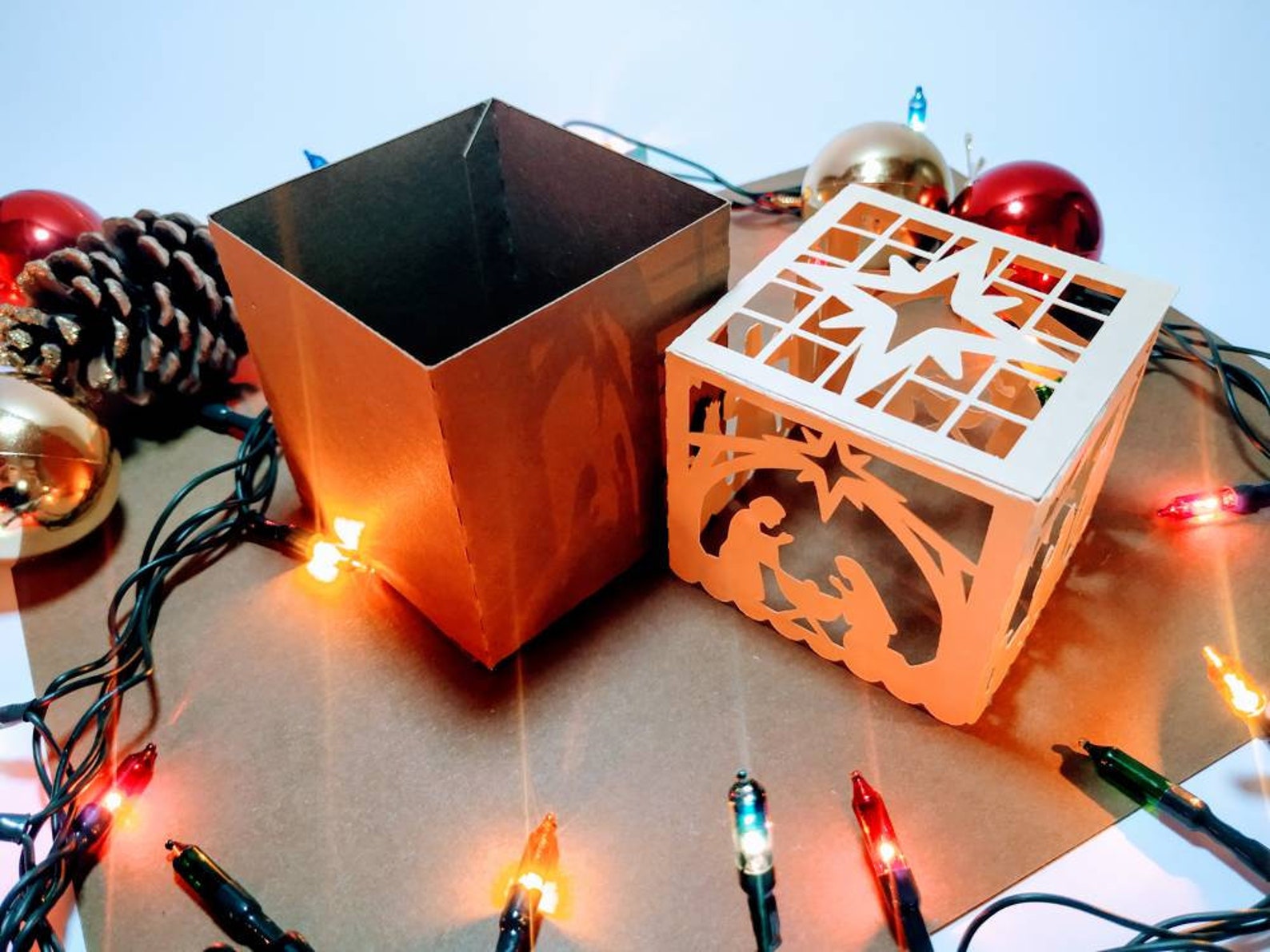 Christmas Ornament Box SVG Template Round Ball Manger Favor | Etsy