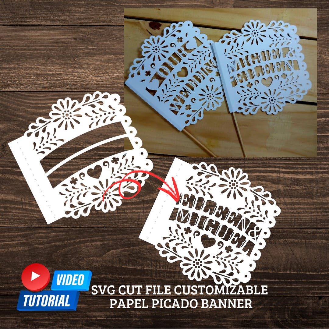 Customizable by the User SVG Cut Files Wedding Papel Picado Banners ...