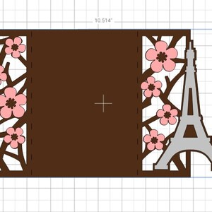 Eiffel Tower Spring Wedding Invitation SVG Template Gate Fold Card ...