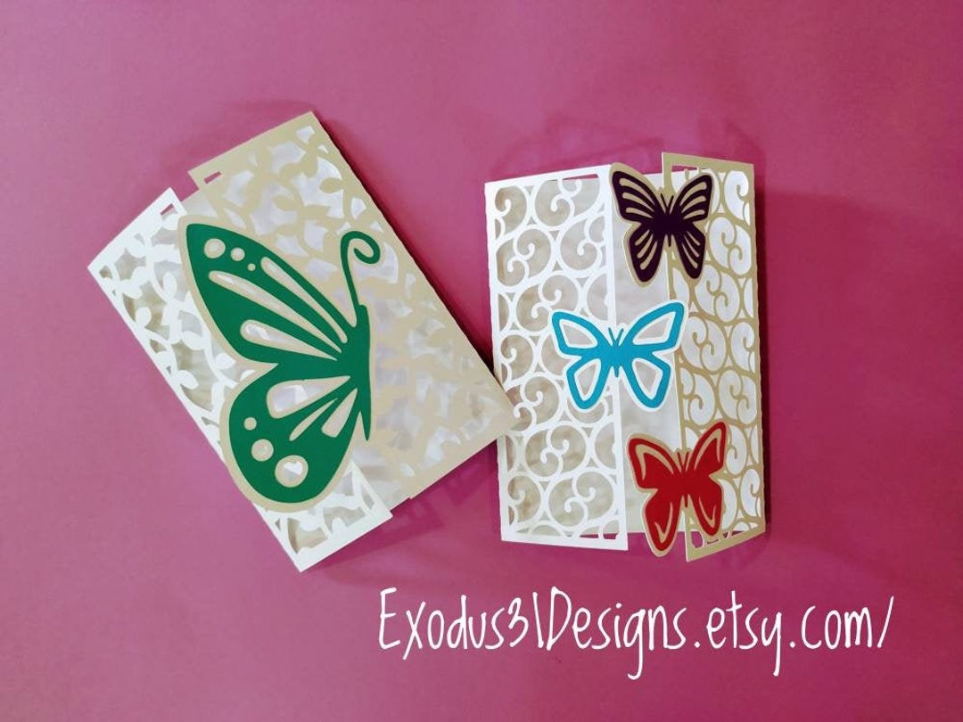 Butterfly SVG Cut Files Cricut Laser Cutset 2 Gate Fold Card ...