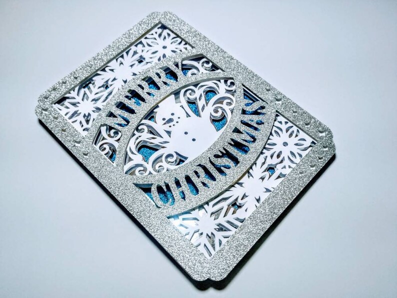 Four Layers SVG Cut Files Cricut Merry Christmas Cards Snowman | Etsy