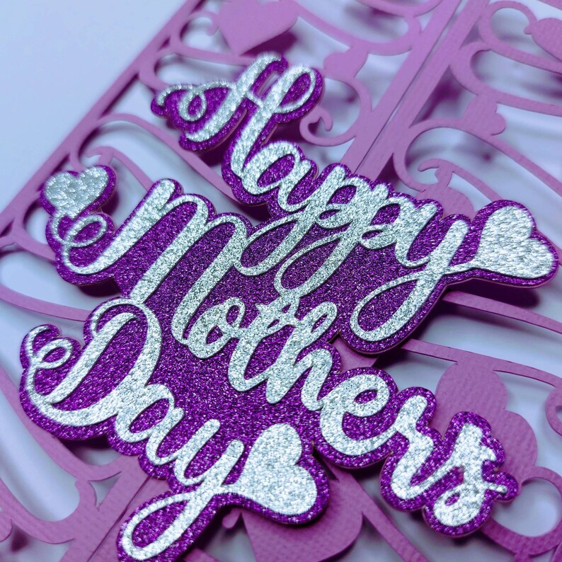 Svg Cut Files Cricut Mothers Day Card Cricut Template Hearts Etsy