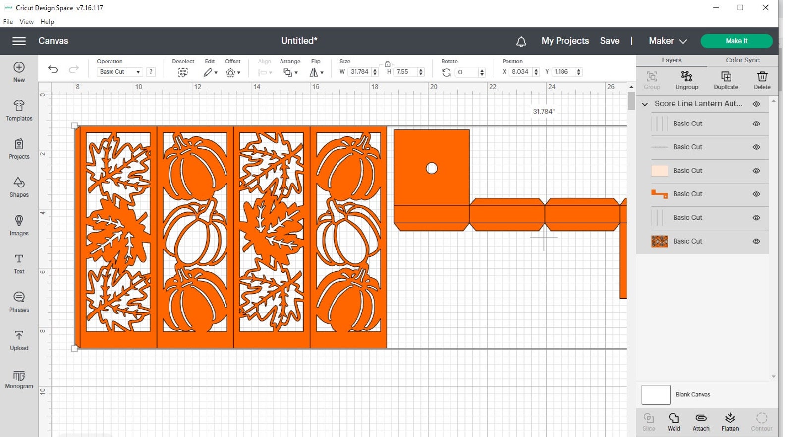 Fall SVG Lantern Template 3D Thanksgiving Dinner Decor Autumn Leaves ...
