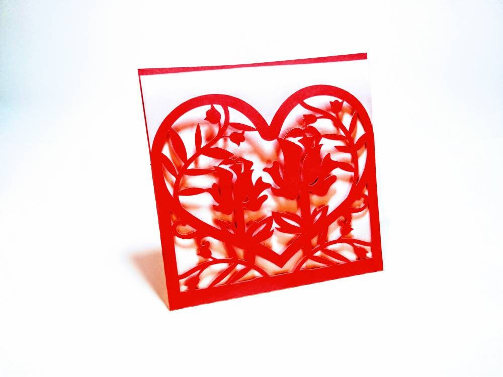 SVG Cut Files Cards Cricut Envelope Card Invitations Heart | Etsy