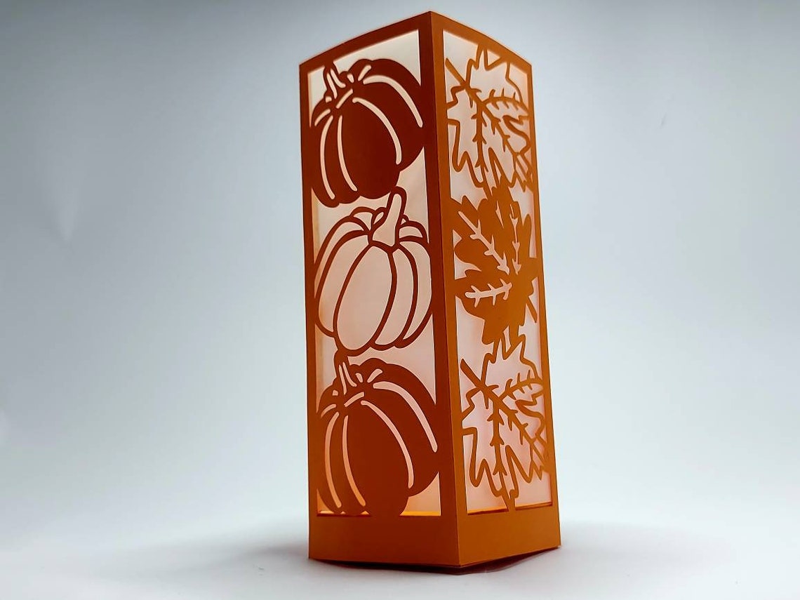 Fall SVG Lantern Template 3D Thanksgiving Dinner Decor Autumn Leaves ...