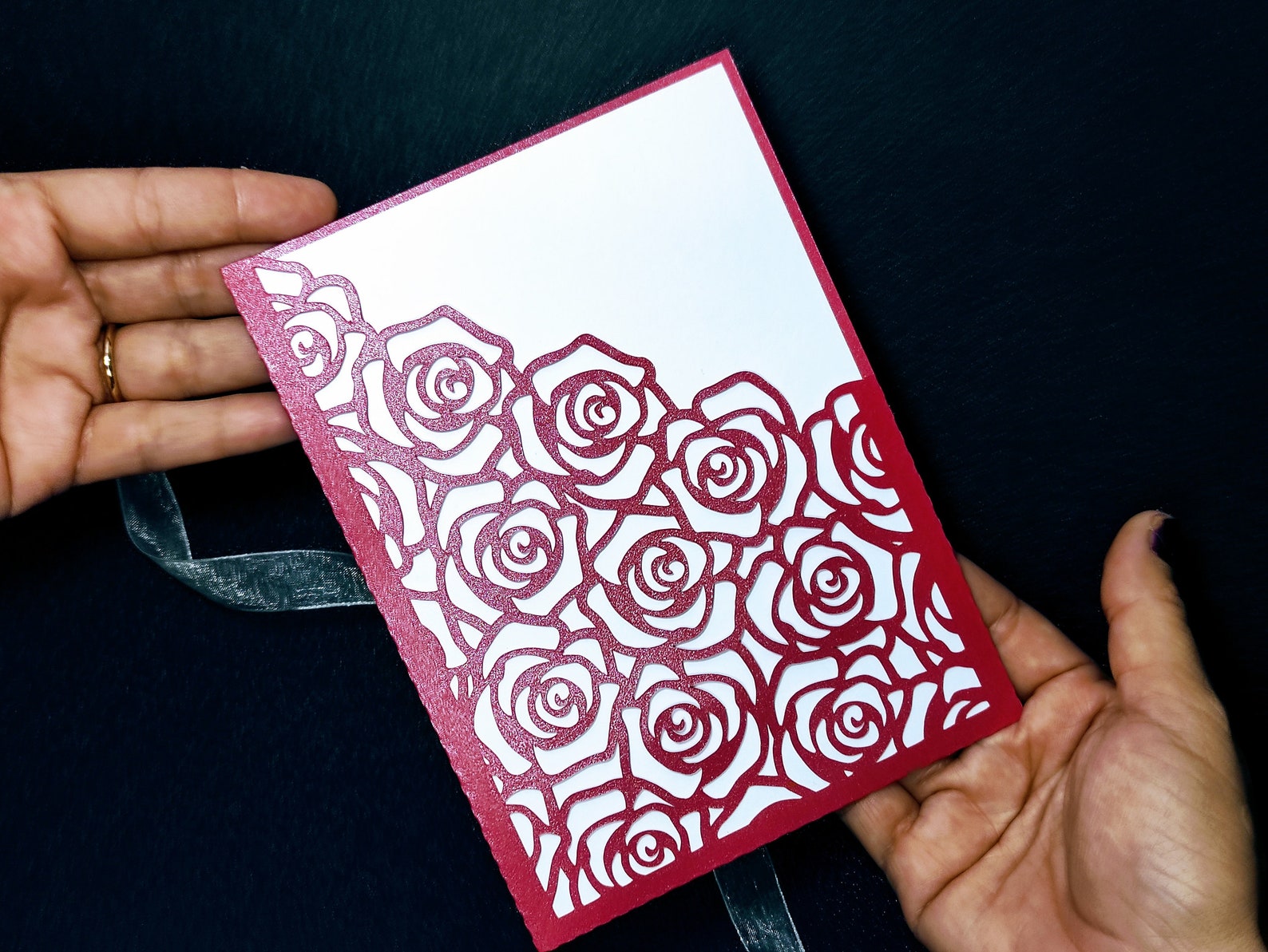 SVG Laser Cut Wedding Invitation Cesia Roses Cricut Envelope - Etsy