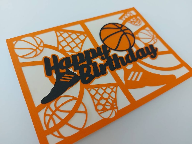 Basketball Happy Birthday Boy Card SVG Cricut Cut File Laser - Etsy