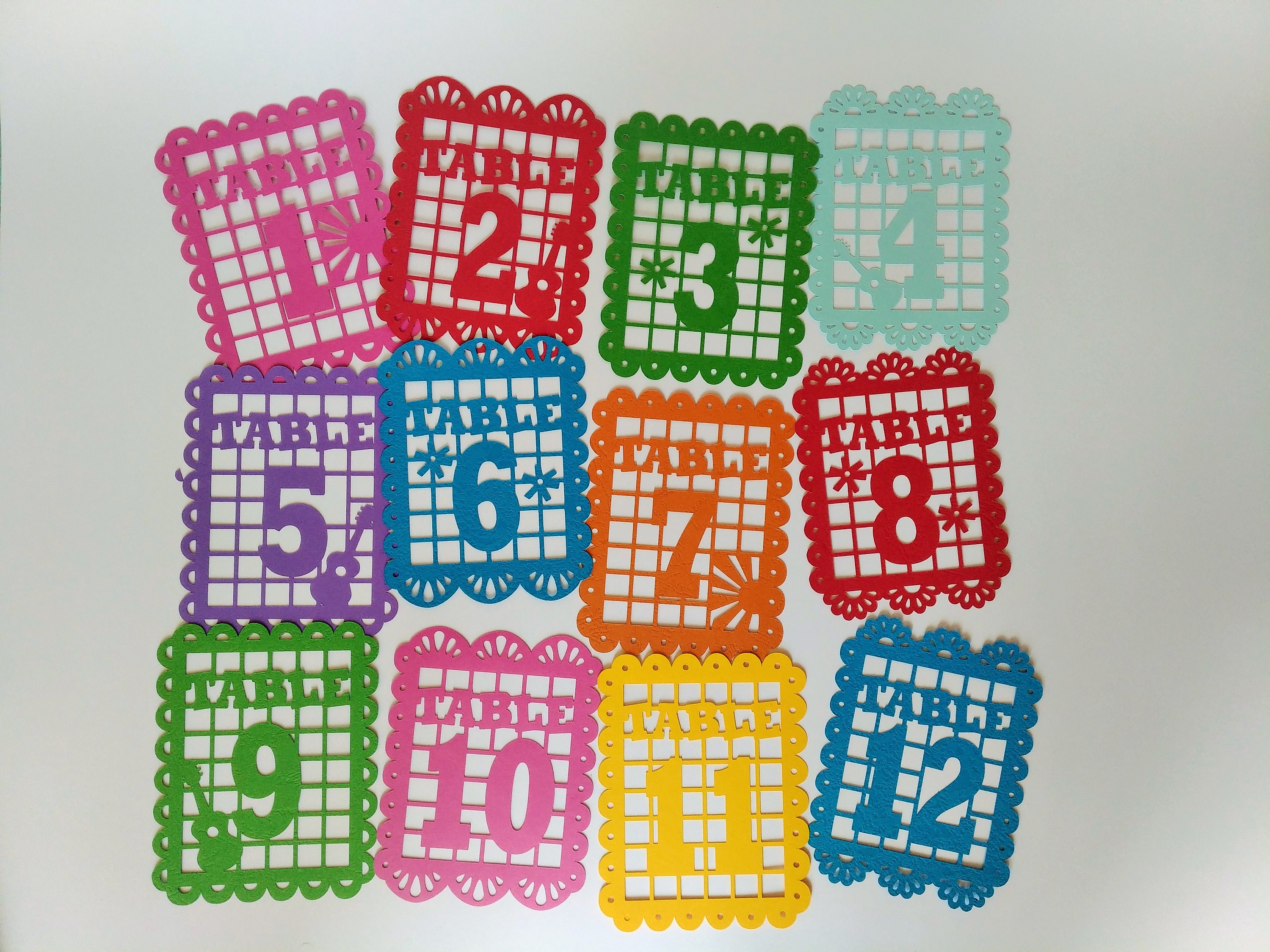 12 Table Numbers Papel Picado SVG Templates. Confetti Themed - Etsy UK