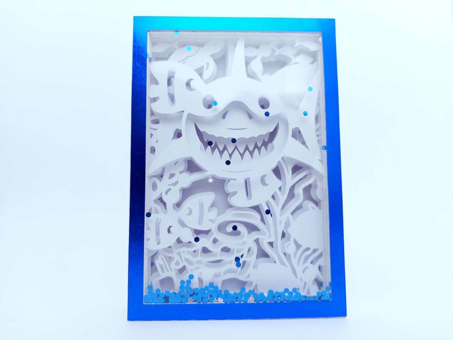 Shark Shadow Box Lightbox Template Cricut SVG Cut Files 5x7 | Etsy