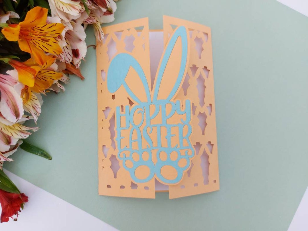 Hoppy Easter Svg Card Cricut Files Templates Easter Silhouette Cameo ...