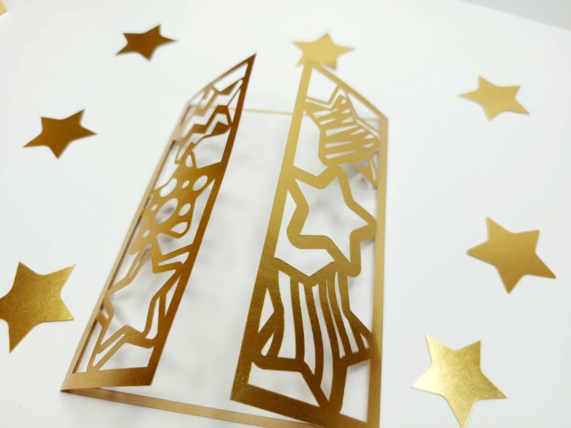 Stars Gate Fold Card SVG Invitations Templates Birthday Cut - Etsy Canada