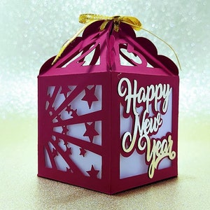 Happy New Year 2025 Favor Box SVG Cut Files Templates Christmas Files ...