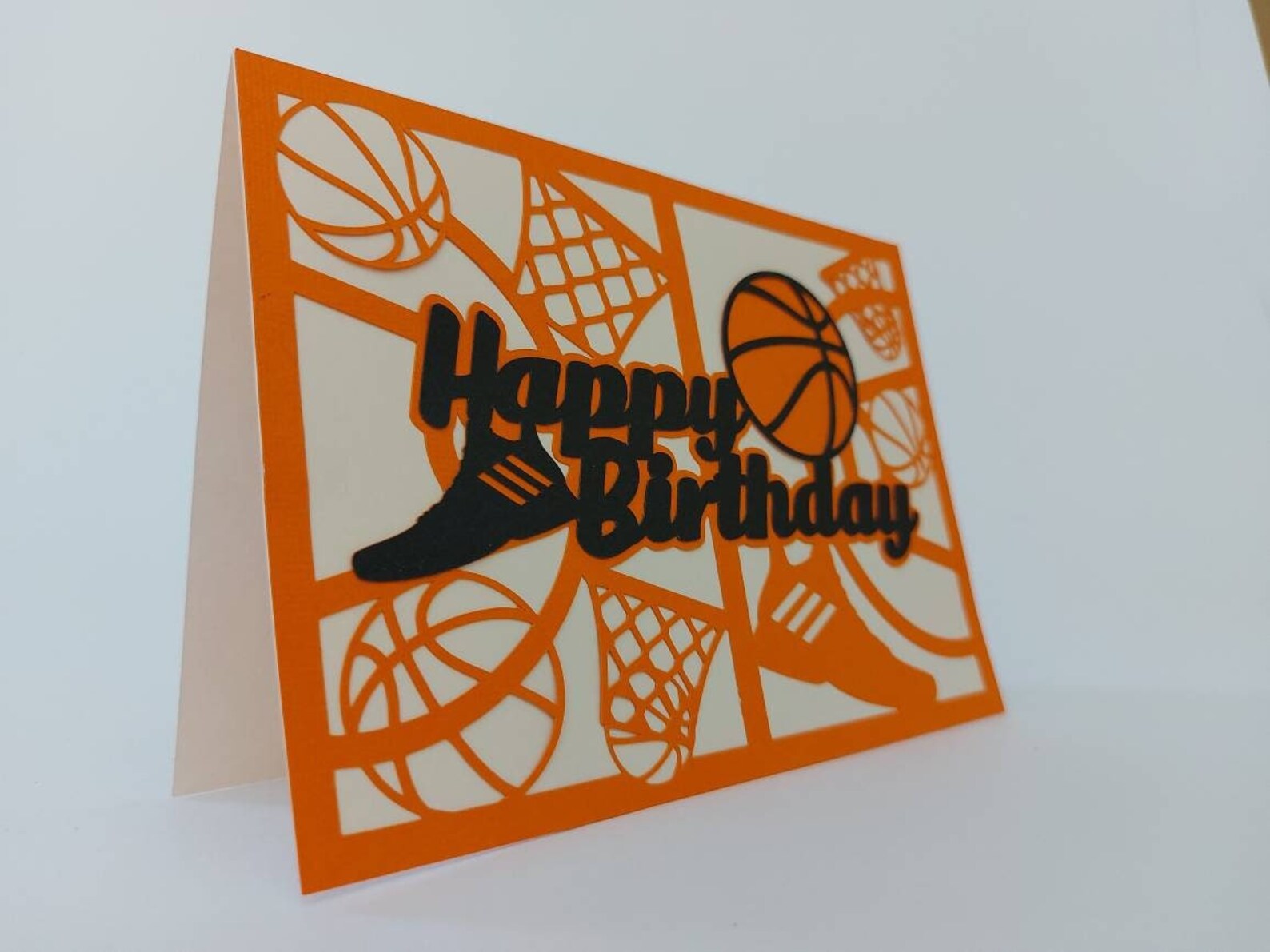 Basketball Happy Birthday Boy Card SVG Cricut Cut File Laser Cut ...