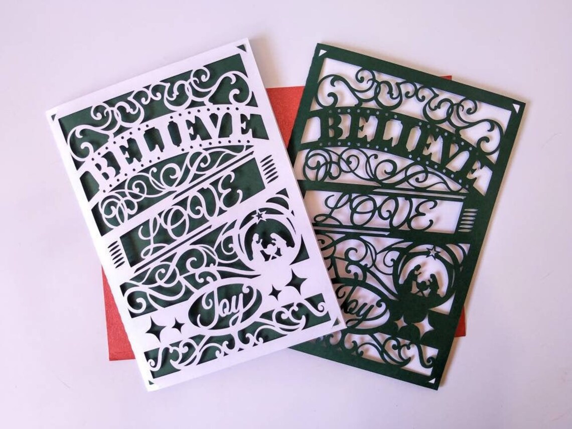 SVG Template Christmas Folder Card Nativity Scene Believe Love - Etsy